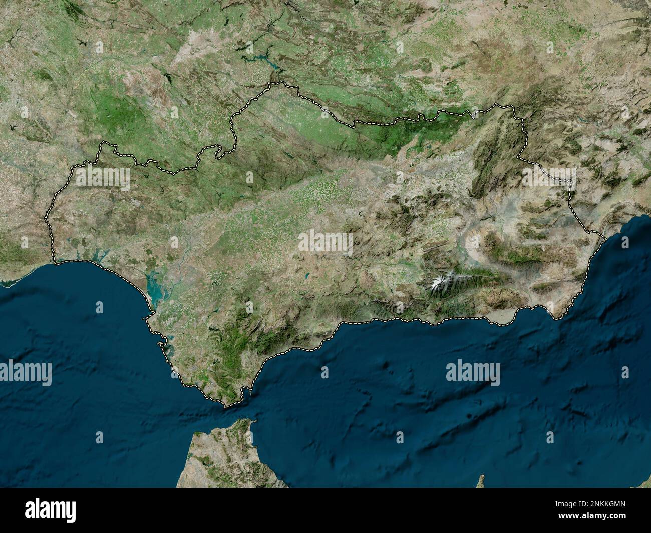 Andalucia, autonomous community of Spain. High resolution satellite map ...