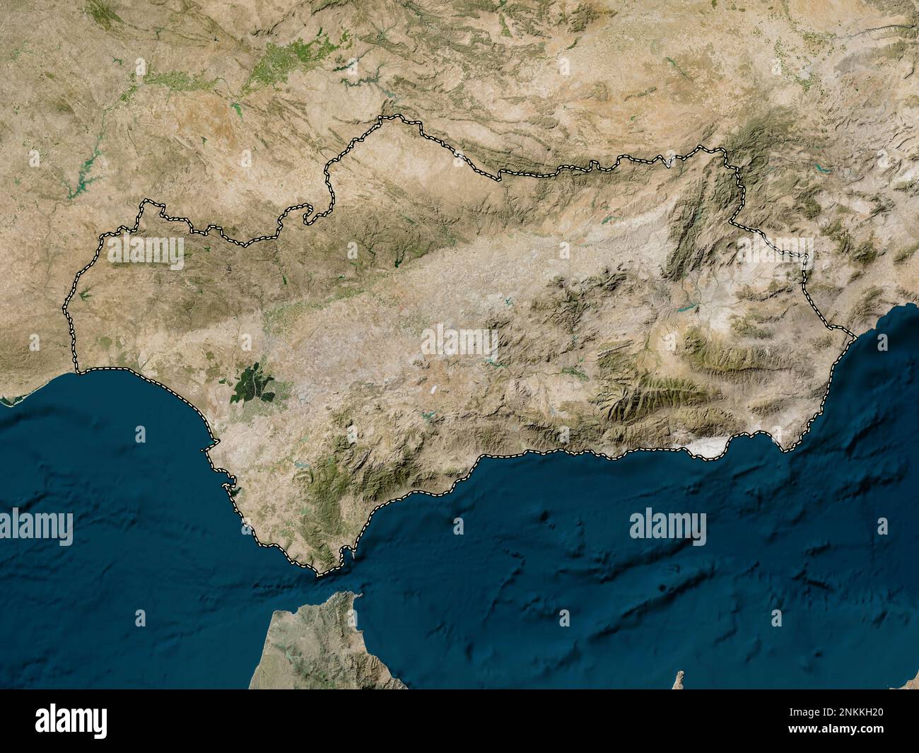Andalucia, autonomous community of Spain. Low resolution satellite map ...