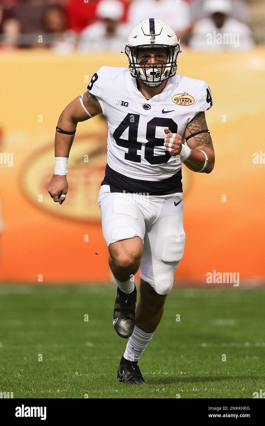 Penn State linebacker Cody Romano (48) covers a kickoff return in the ...