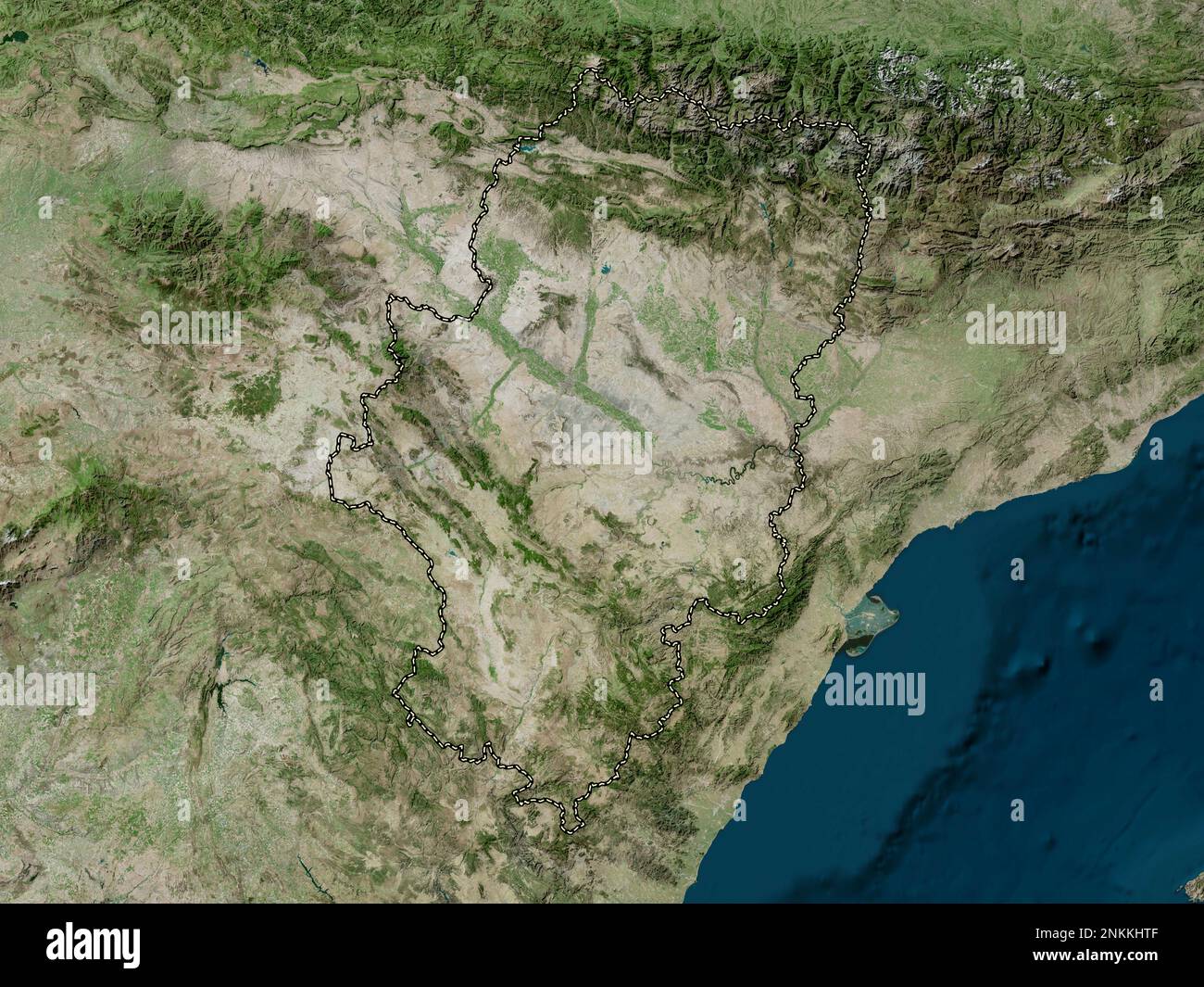 Aragon, autonomous community of Spain. High resolution satellite map Stock Photo - Alamy