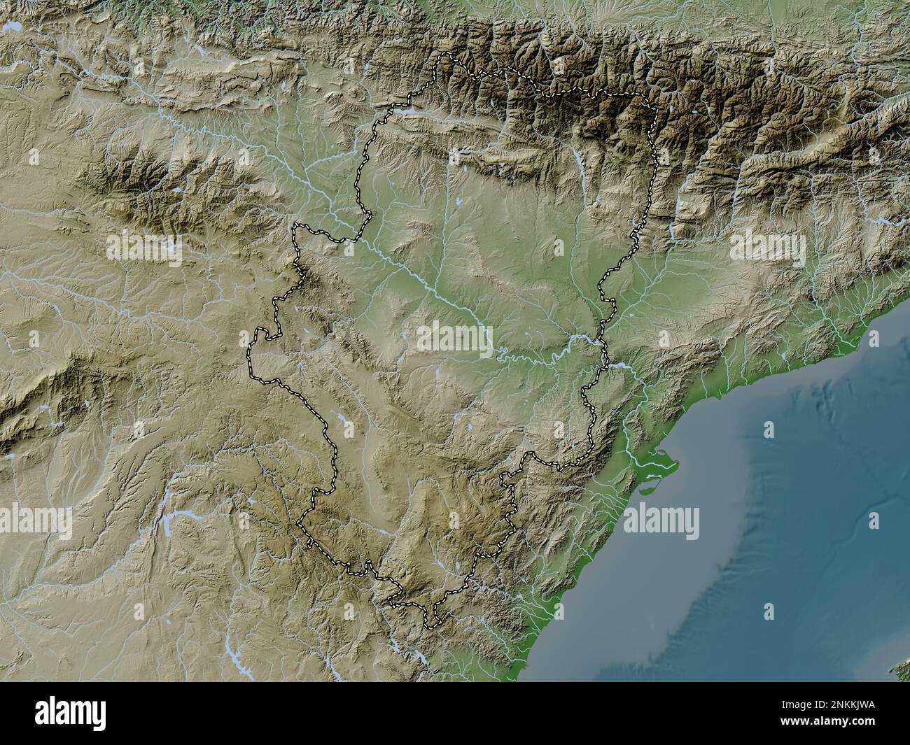 Aragon, autonomous community of Spain. Elevation map colored in wiki ...