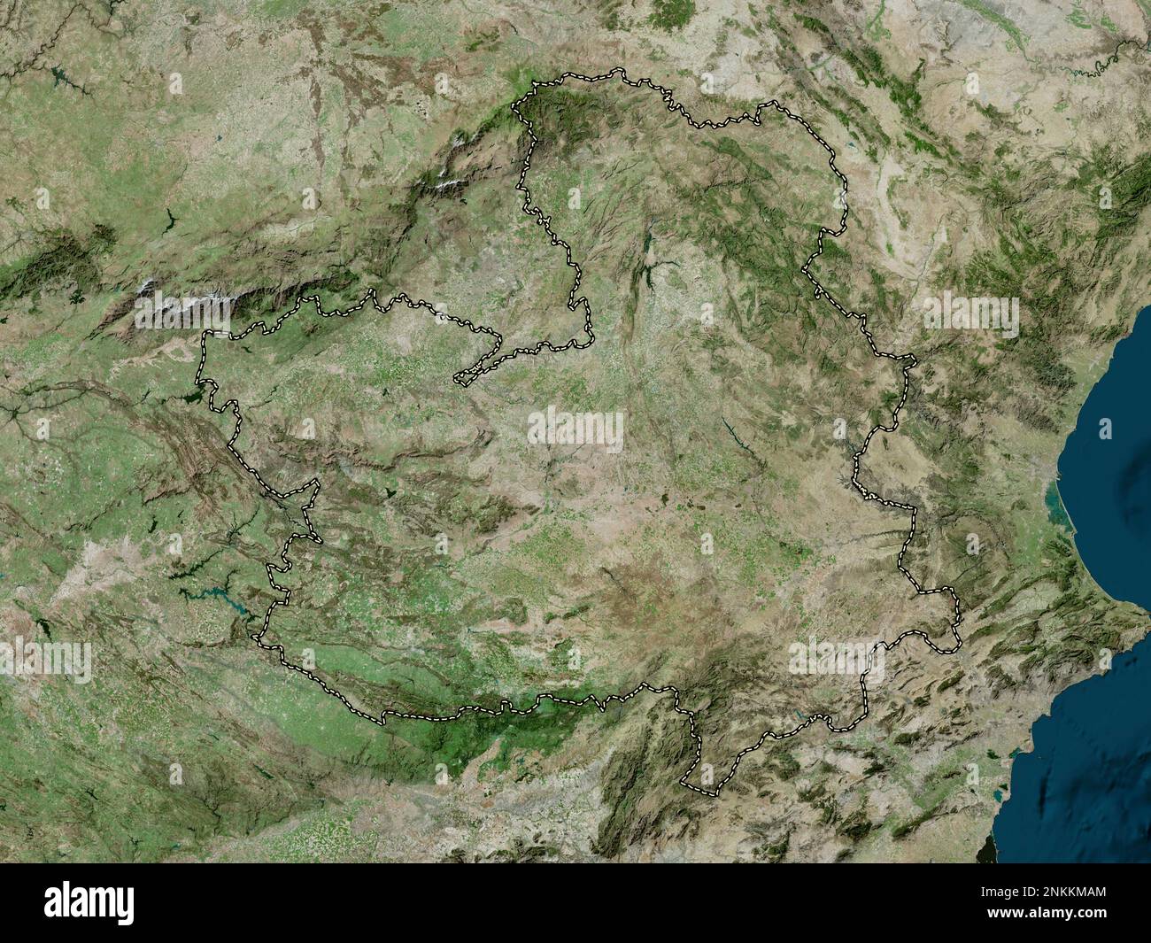 Castilla-La Mancha, autonomous community of Spain. High resolution satellite map Stock Photo - Alamy