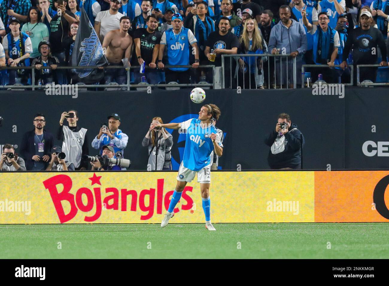 CHARLOTTE, NC - MARCH 05: Benjamin Bender (15) of Charlotte FC heads ...