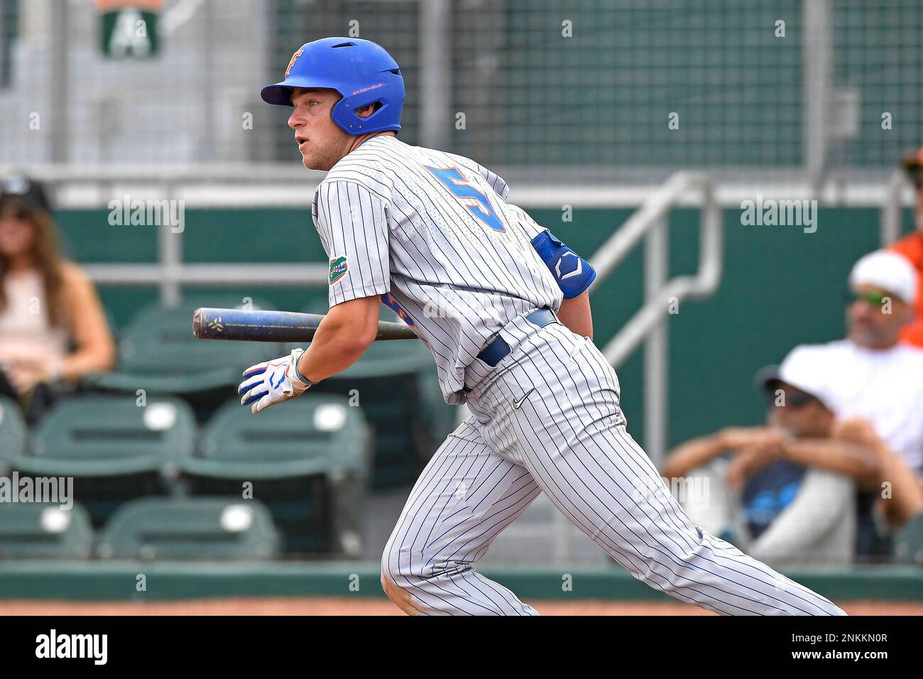 CORAL GABLES, FL - MARCH 06: Florida infielder Colby Halter (5) hits a ...