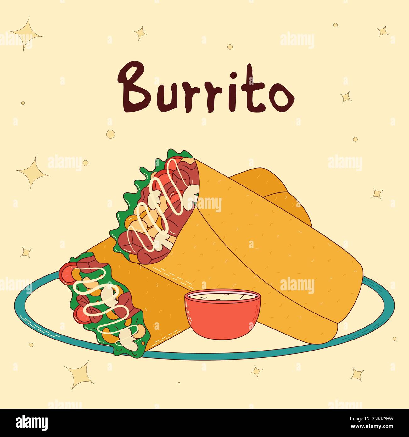 Mexican traditional food. Burrito Vector illustration Stock Vector ...