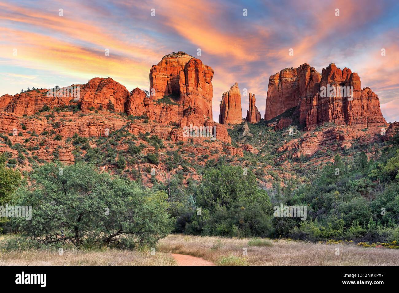 View of famous Cathedral Rock, Sedona is one of the most popular spots ...