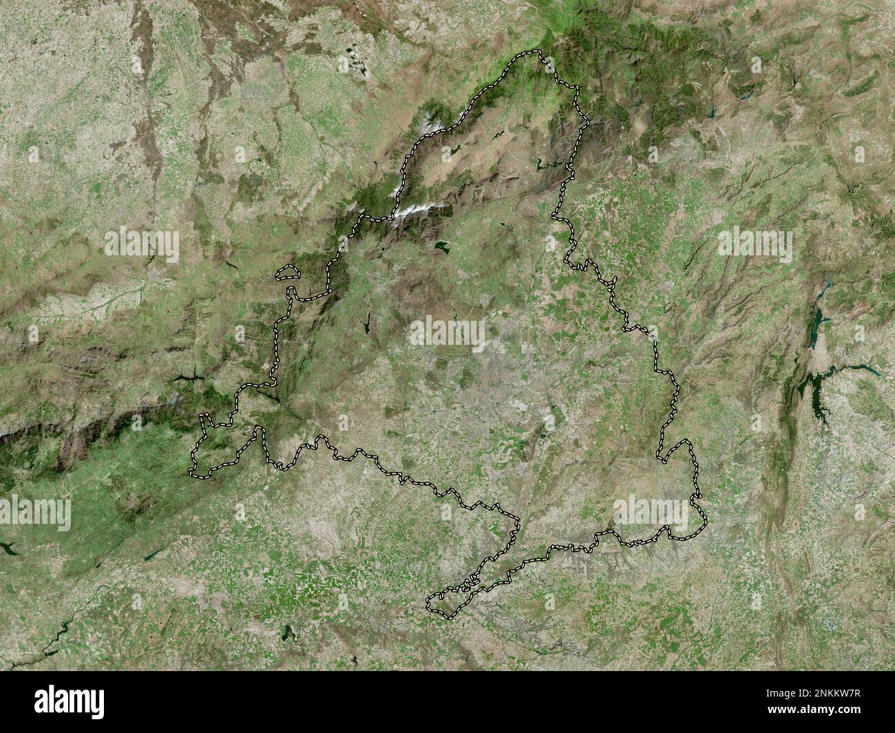 Comunidad de Madrid, autonomous community of Spain. High resolution satellite map Stock Photo ...