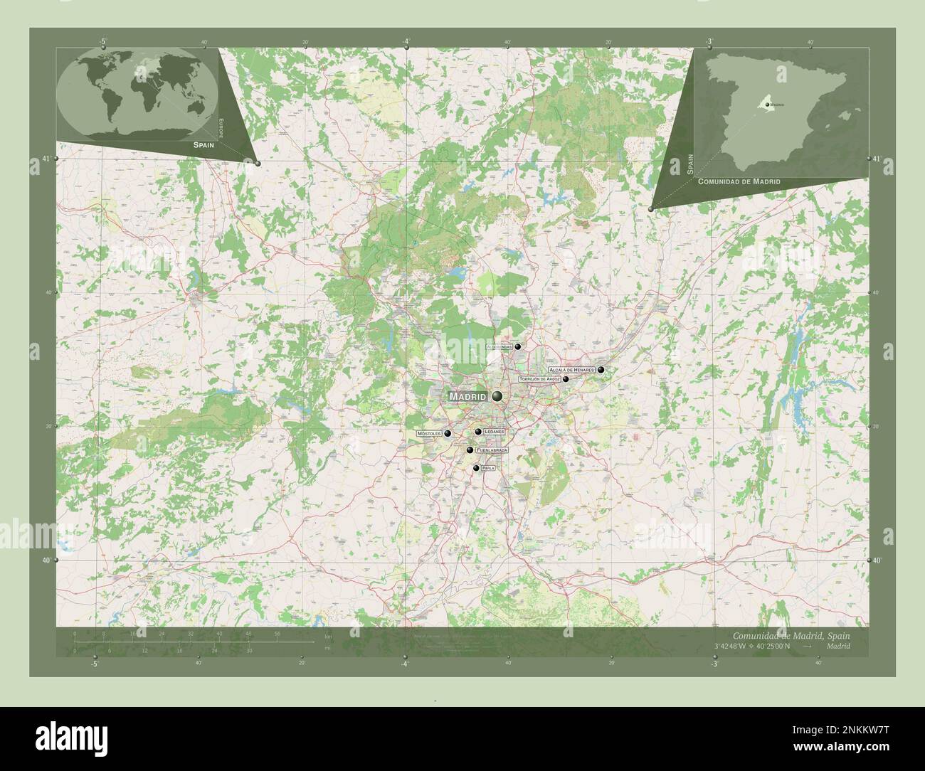 Comunidad de Madrid, autonomous community of Spain. Open Street Map ...