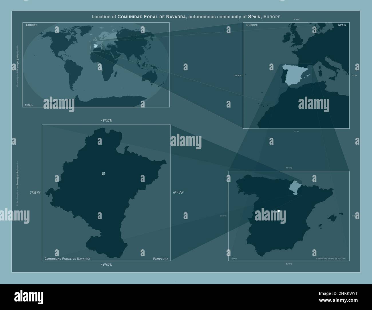 Comunidad Foral de Navarra, autonomous community of Spain. Diagram showing the location of the ...