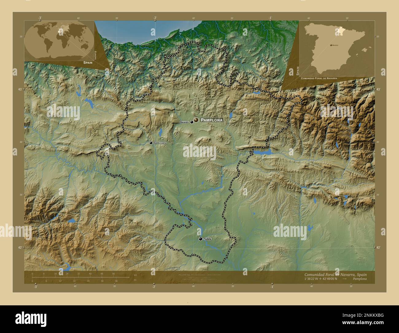 Comunidad Foral de Navarra, autonomous community of Spain. Colored ...