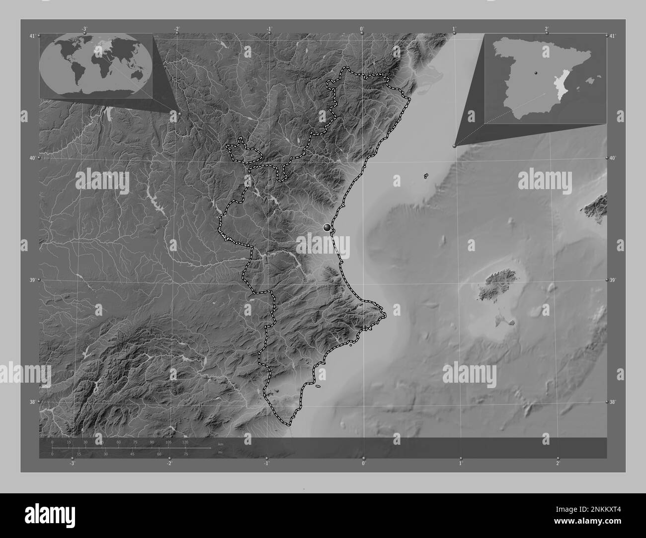 Comunidad Valenciana, autonomous community of Spain. Grayscale ... Comunidad Valenciana, autonomous community of Spain. Grayscale ...
