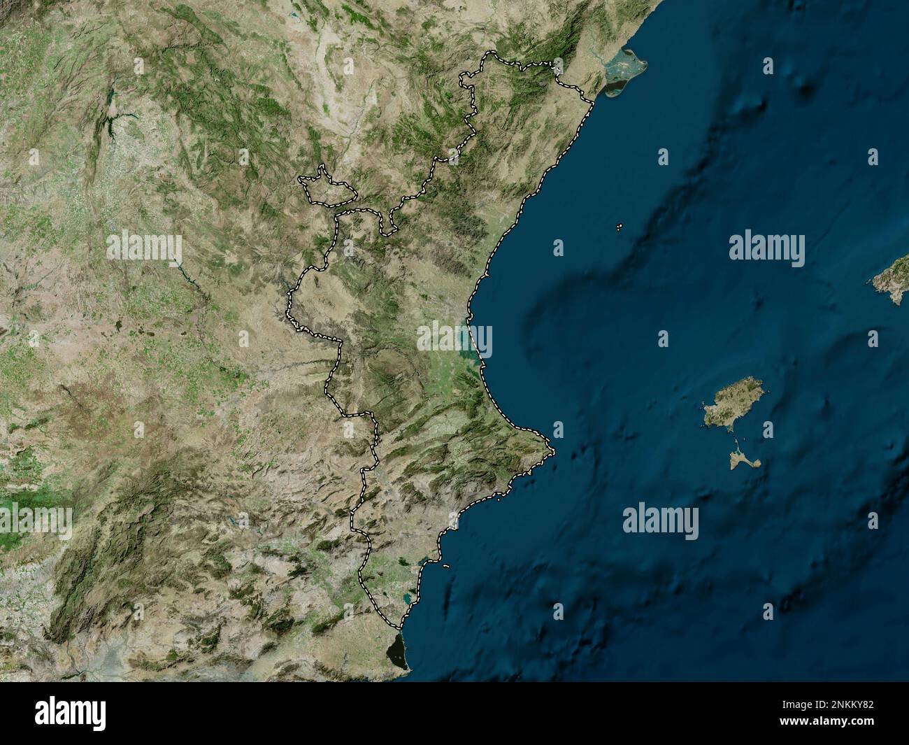 Comunidad Valenciana, autonomous community of Spain. High resolution satellite map Stock Photo ...