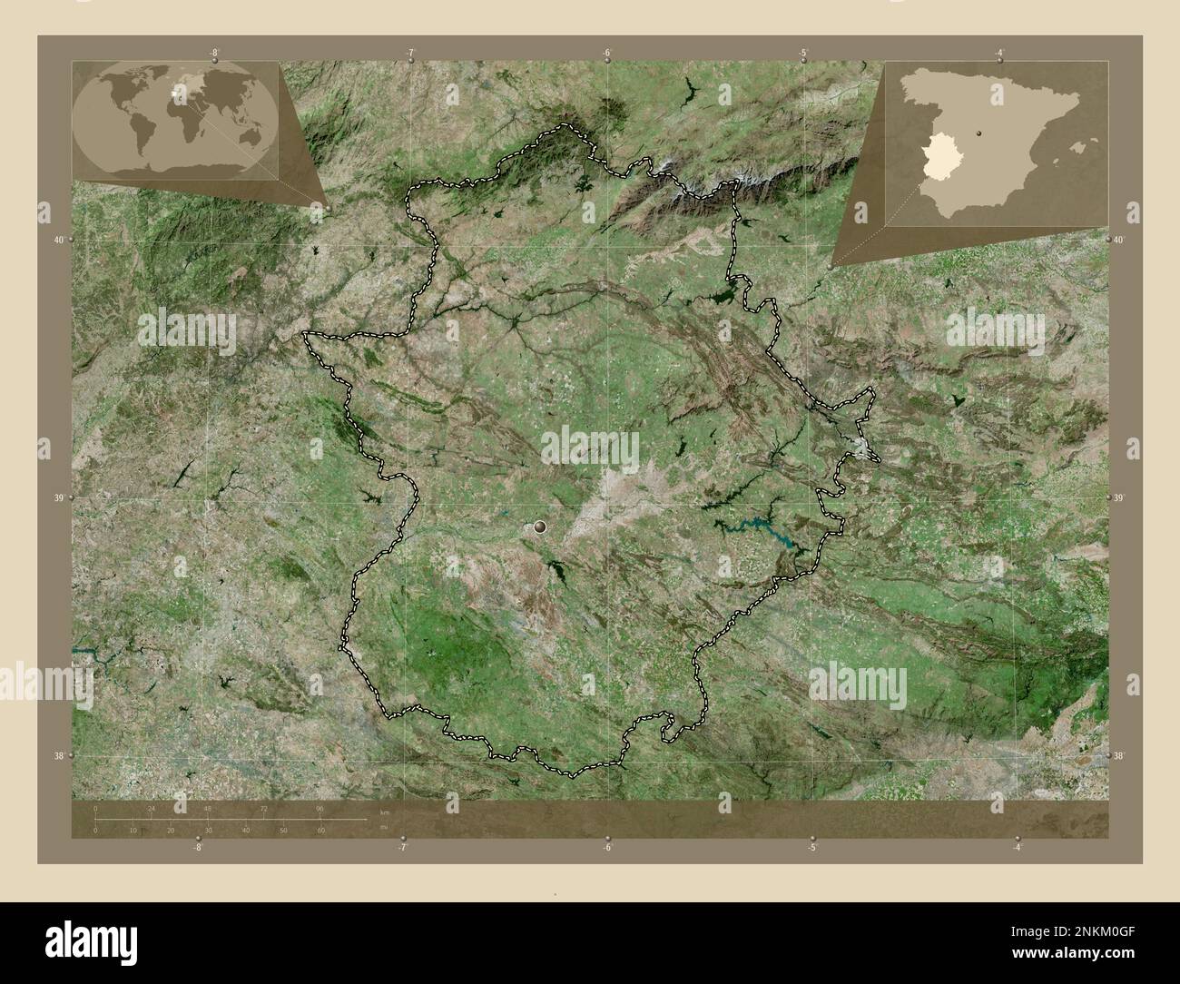 Extremadura, autonomous community of Spain. High resolution satellite ...