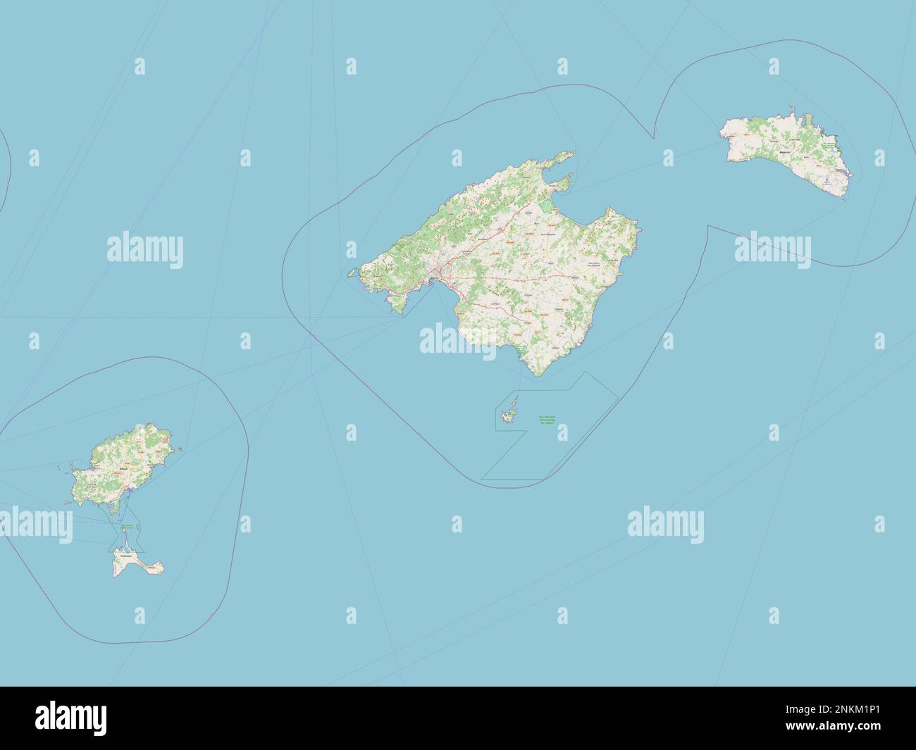 Islas Baleares, autonomous community of Spain. Open Street Map Stock ...