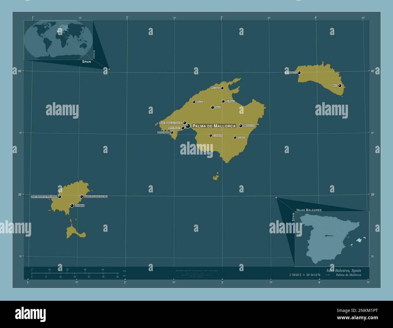 Islas Baleares, autonomous community of Spain. Solid color shape ...