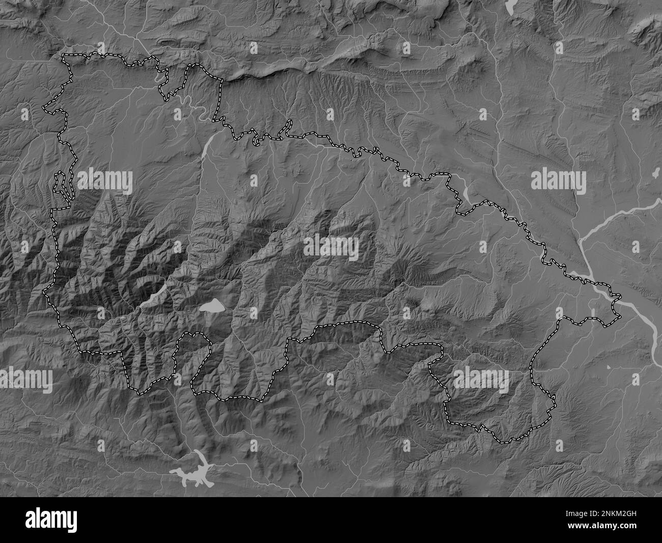 La Rioja, autonomous community of Spain. Grayscale elevation map with ...