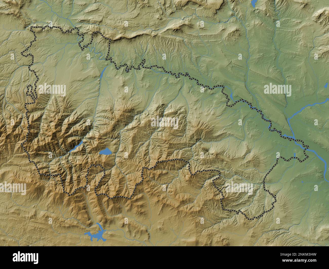 La Rioja, autonomous community of Spain. Colored elevation map with ...