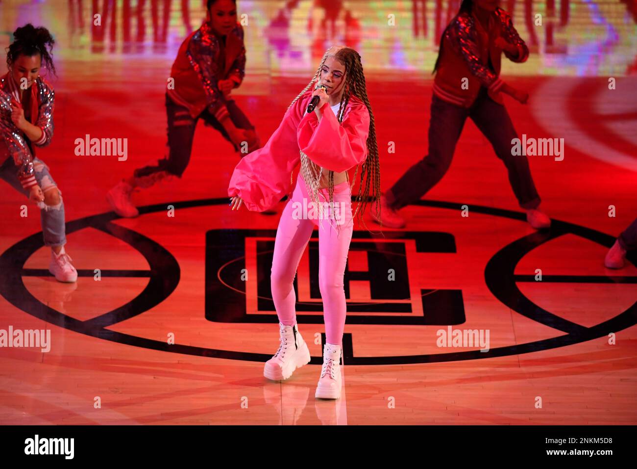LOS ANGELES, CA - MARCH 06: Esty performed during halftime of a game ...