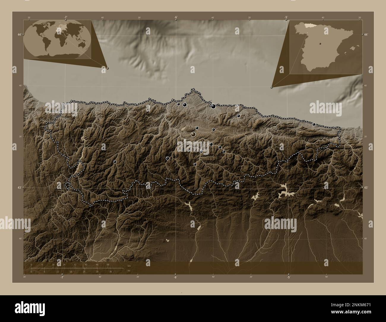 Asturias map rivers hi-res stock photography and images - Alamy