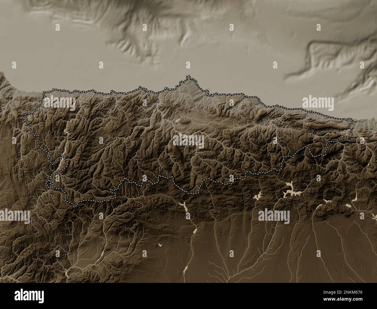 Asturias map rivers hi-res stock photography and images - Alamy