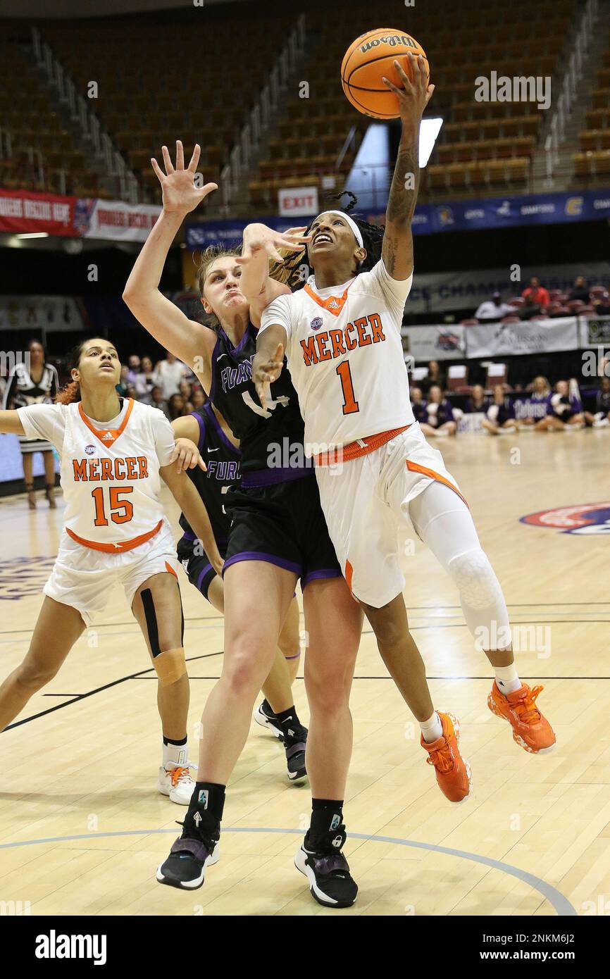 ASHEVILLE, NC - MARCH 06: Mercer guard Amoria Neal-Tysor (1) puts up a ...