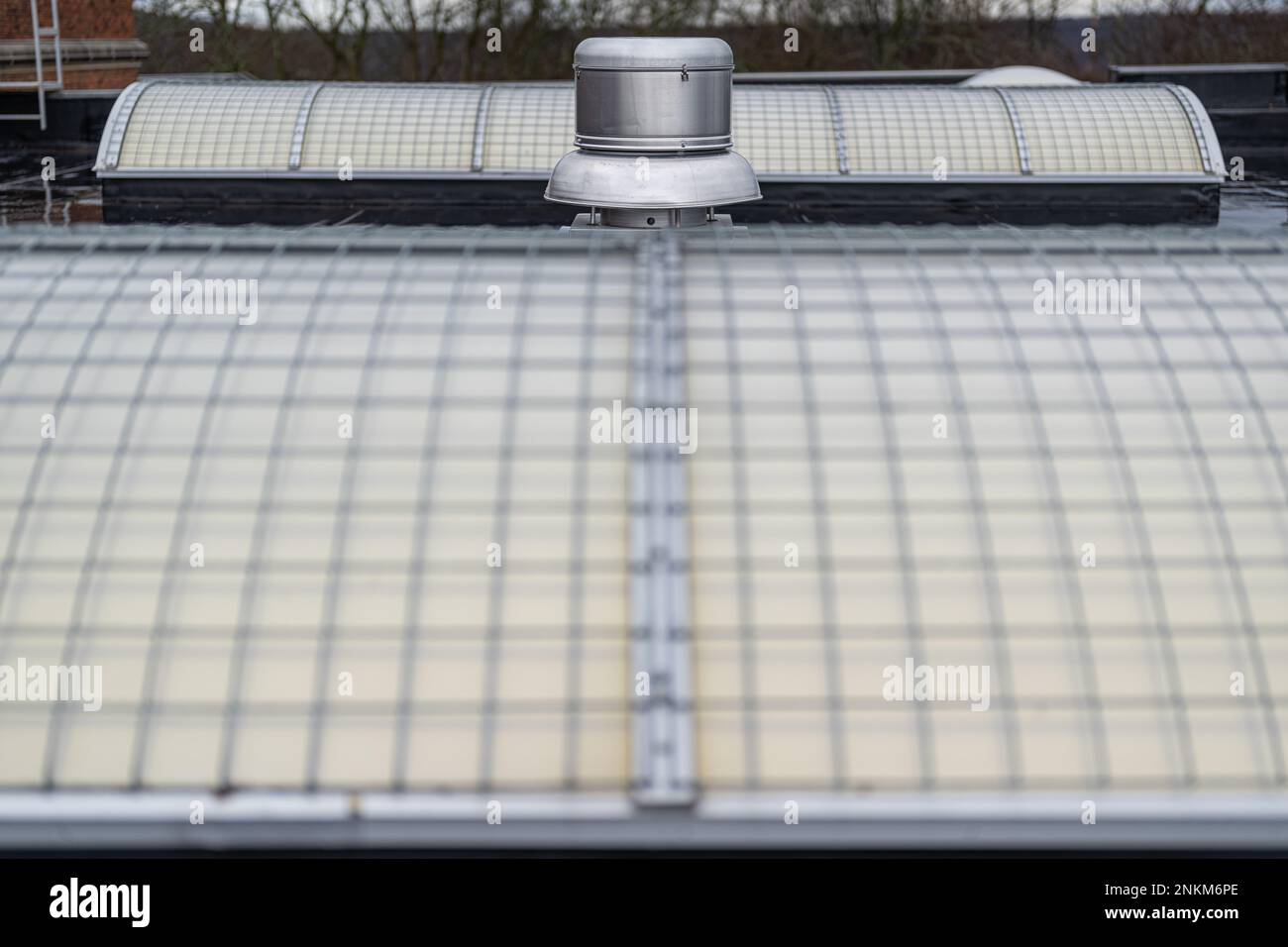 Photo of a roof exhaust ventilation fan on a new EPDM on a large ...