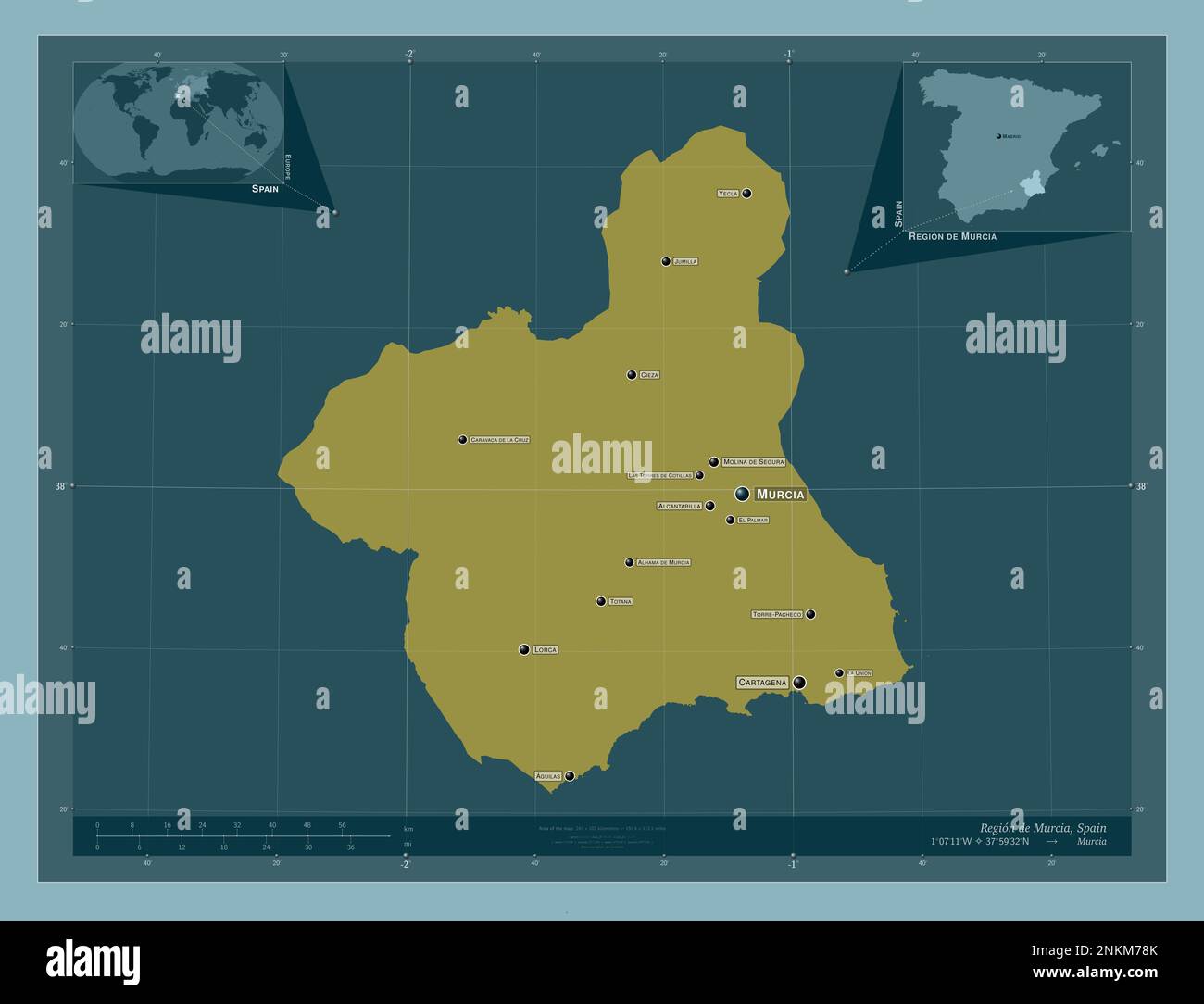 Region de Murcia, autonomous community of Spain. Solid color shape ...