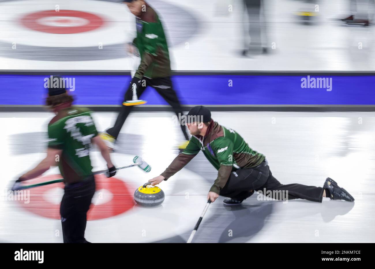 Team Prince Edward Island skip Tyler Smith makes a shot while playing ...