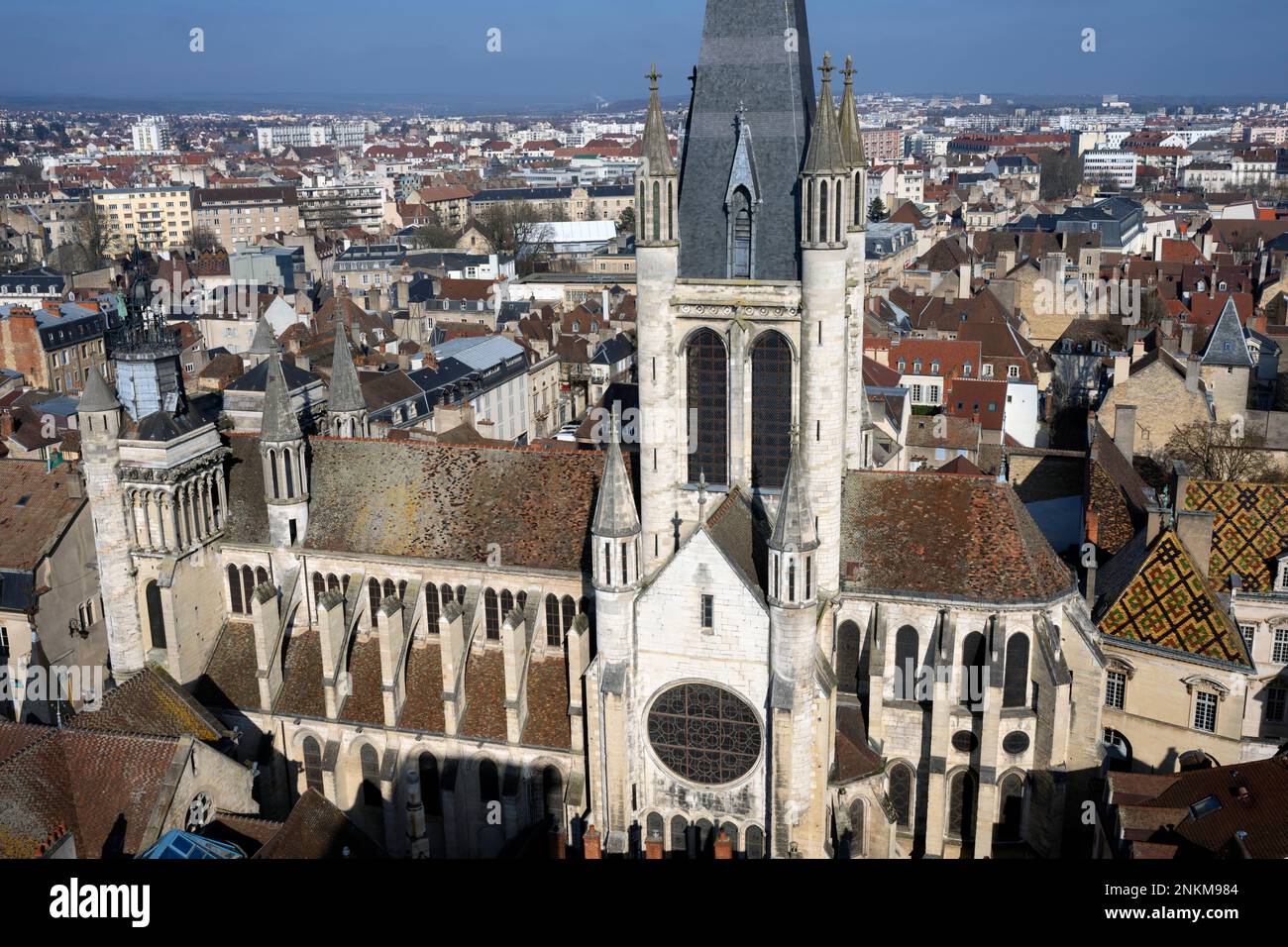 Famous view of Notre-Dame-de-Dijon with city on background, Dijon ...