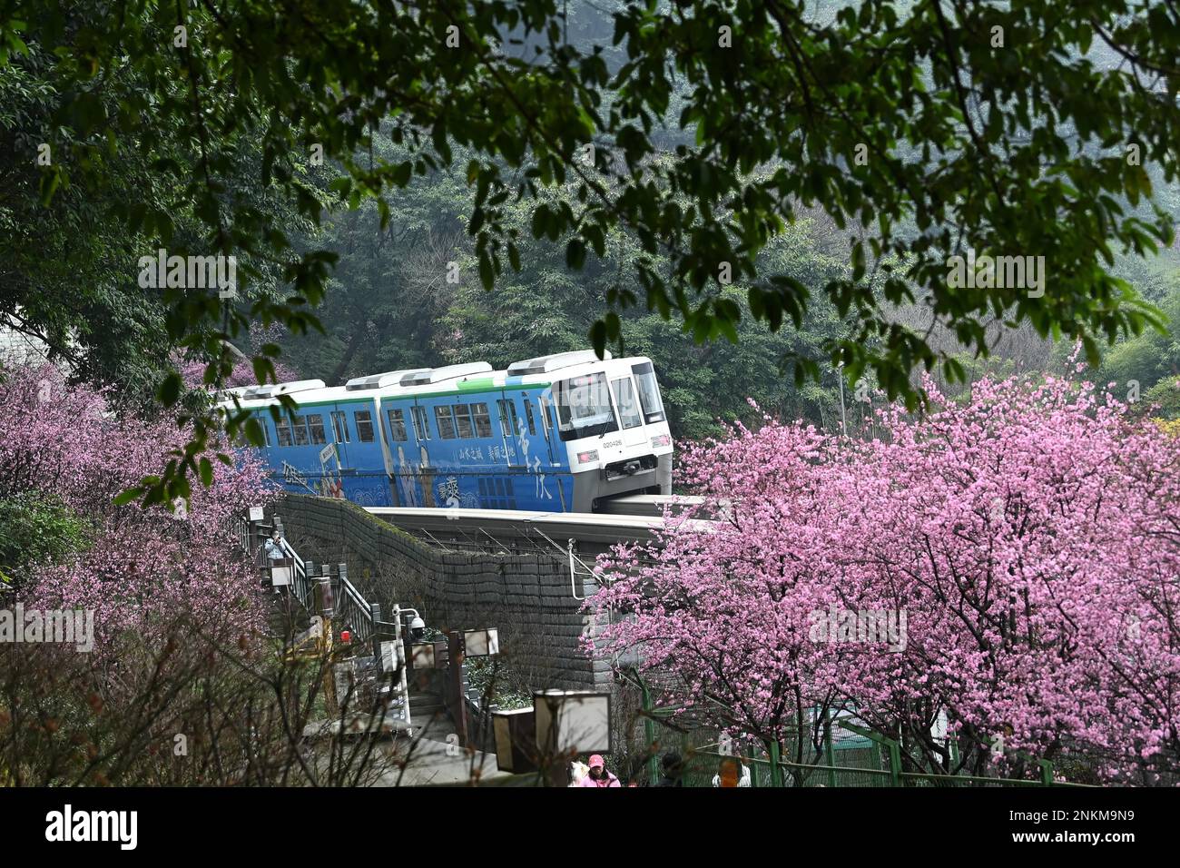 **CHINESE MAINLAND, HONG KONG, MACAU AND TAIWAN OUT** A monorail train ...