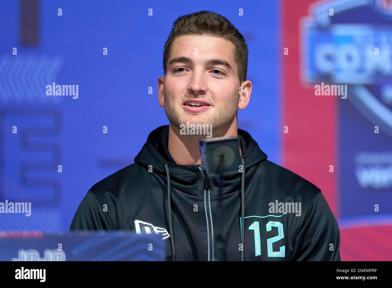 INDIANAPOLIS, IN - MARCH 04: Nebraska linebacker JoJo Domann answers ...