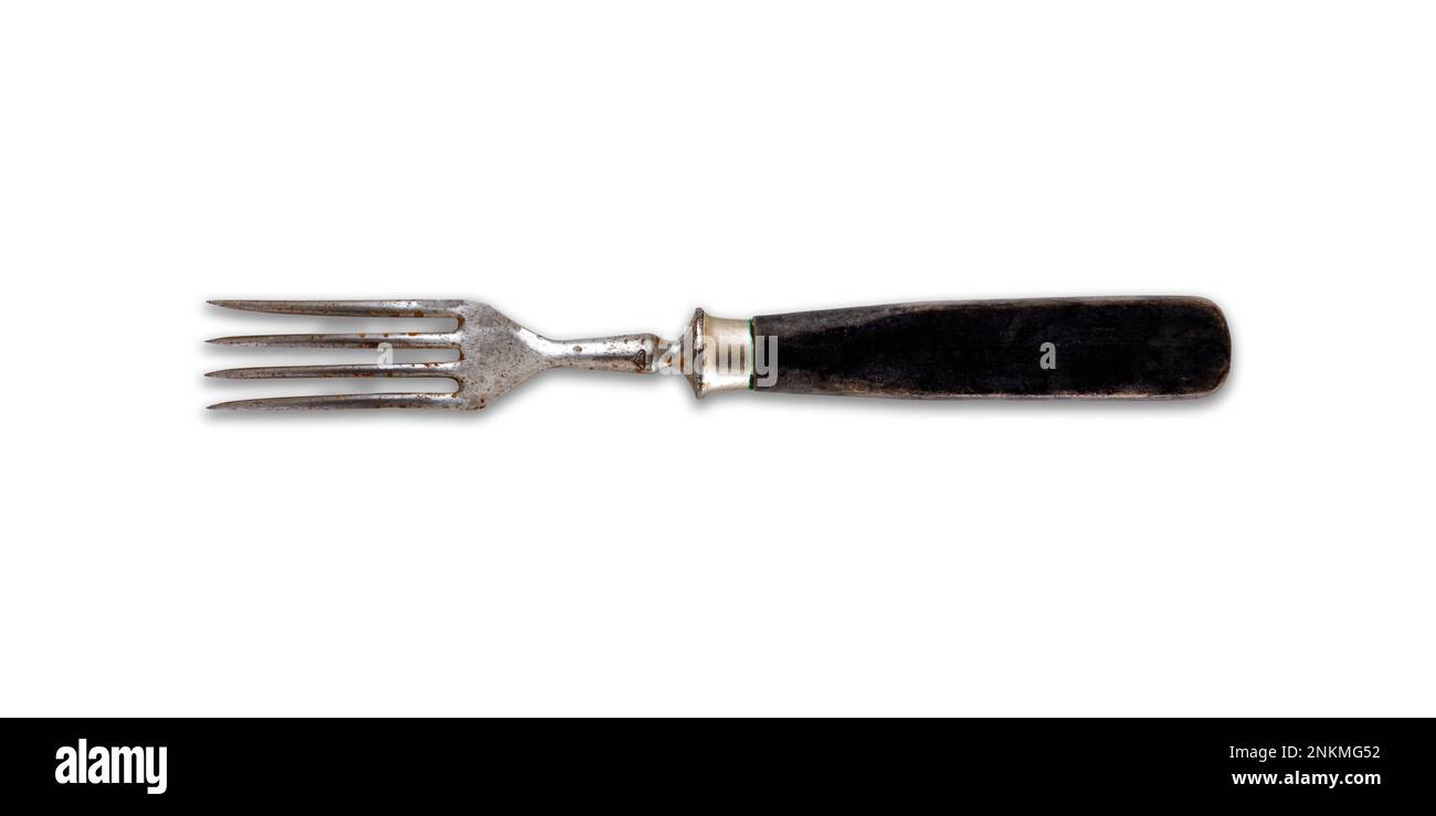 old fork on a white background Stock Photo - Alamy