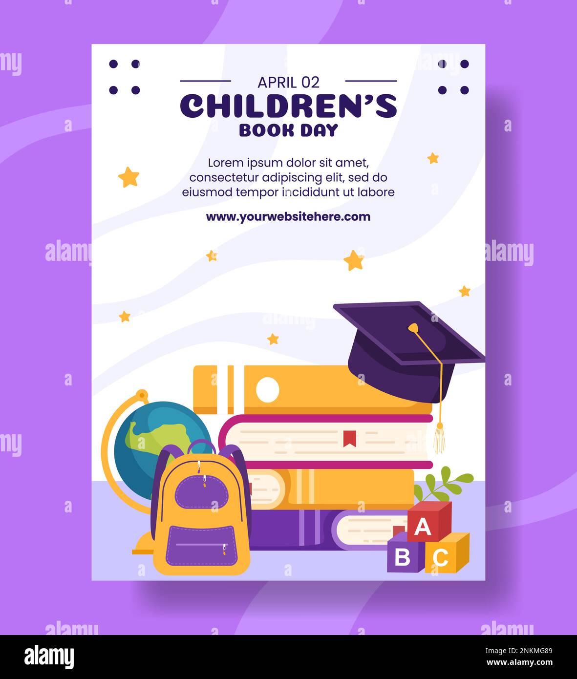 International Children's Book Day Vertical Poster Cartoon Hand Drawn ...