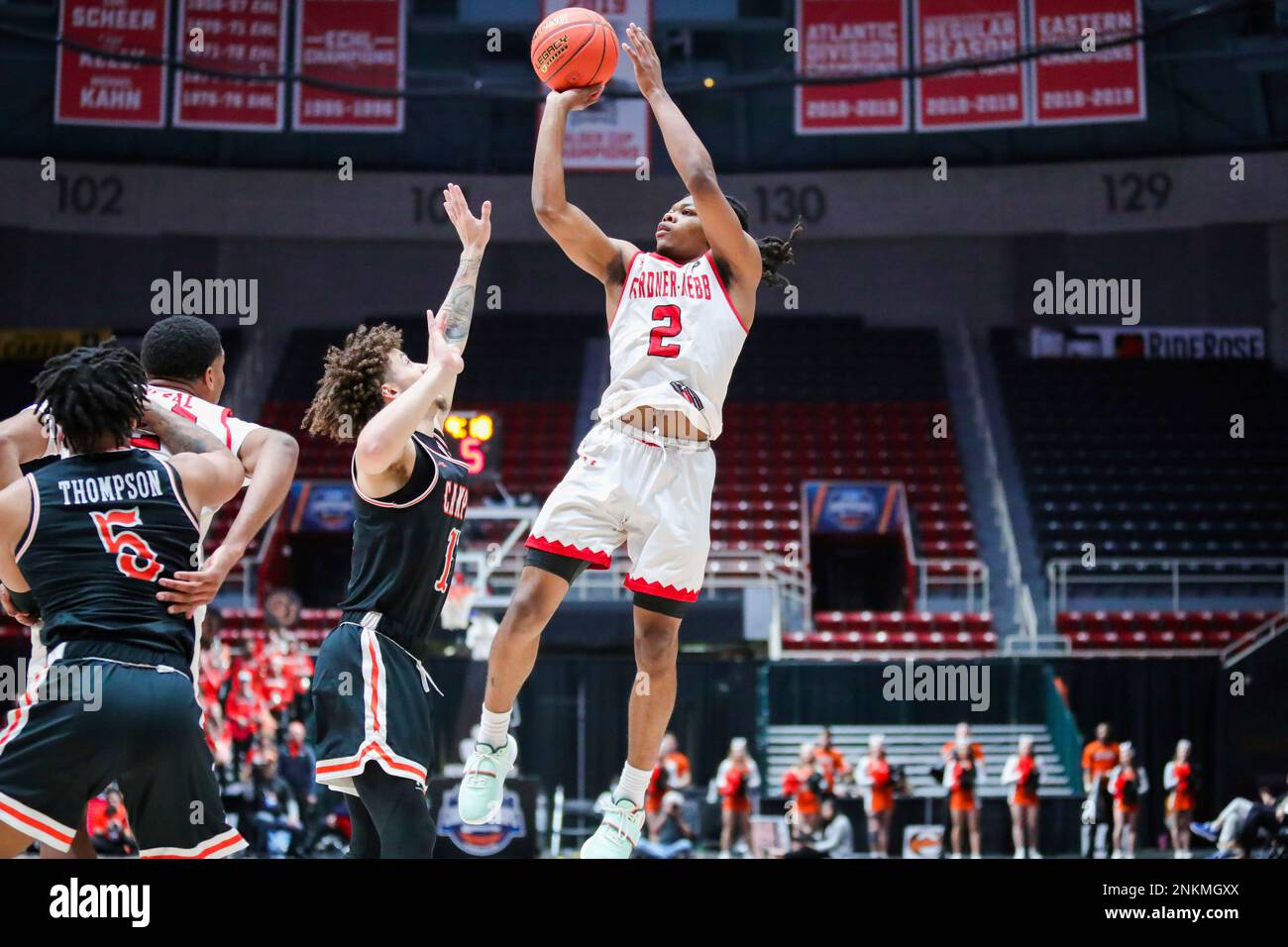 CHARLOTTE, NC - MARCH 04: Jordan Sears (2) of the Gardner Webb Runnin ...