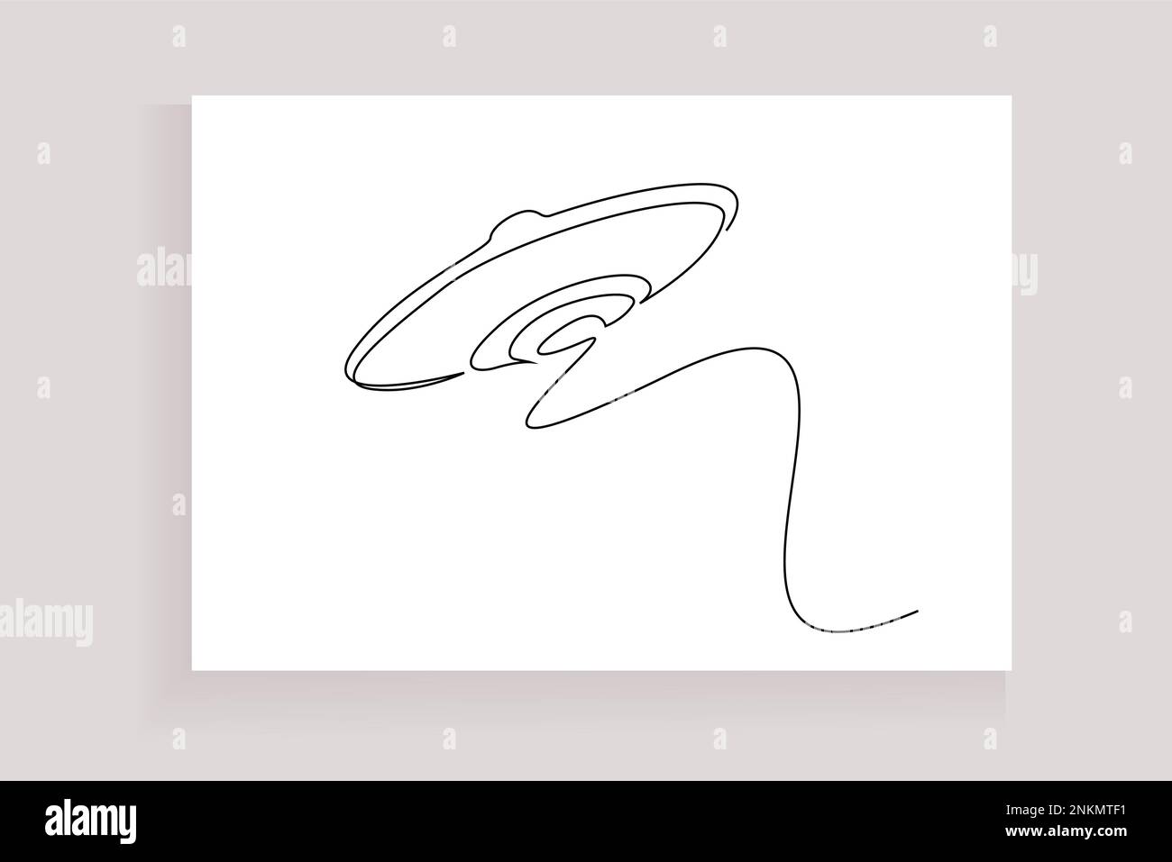 ufo spacecraft vehicle fly one line drawing simple concept Stock Vector ...