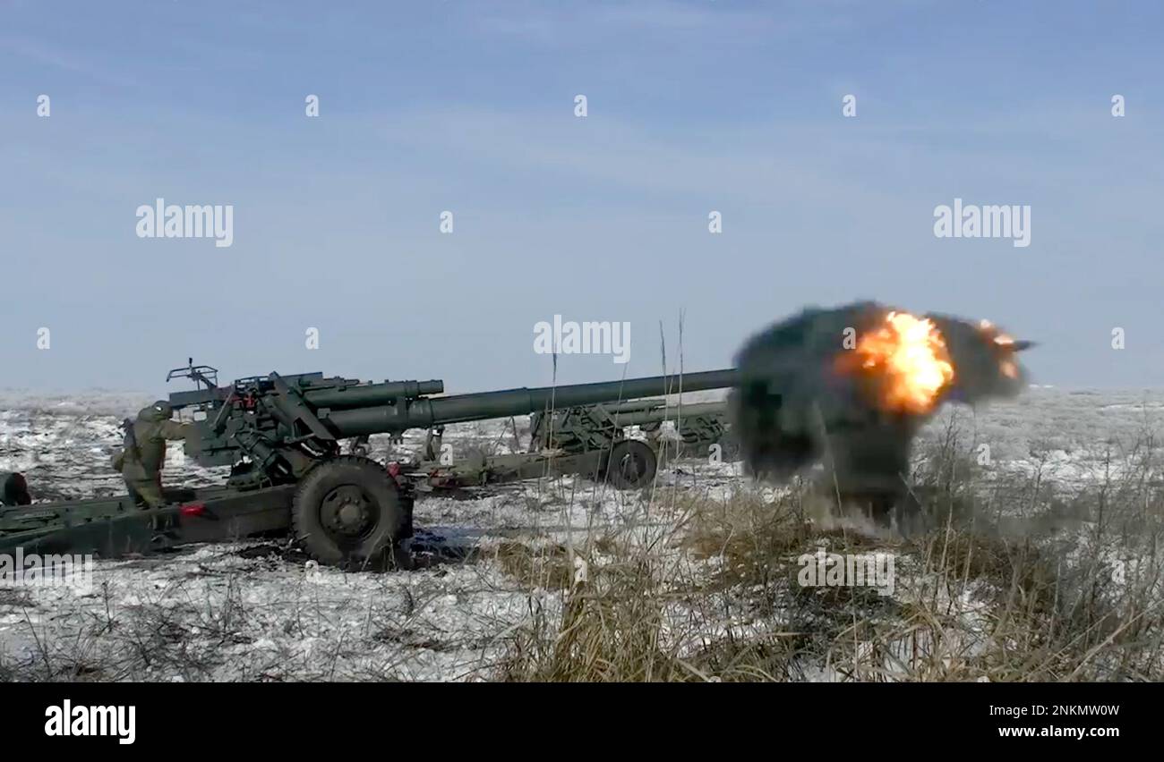 FILE - In this photo taken from video provided by the Russian Defense ...