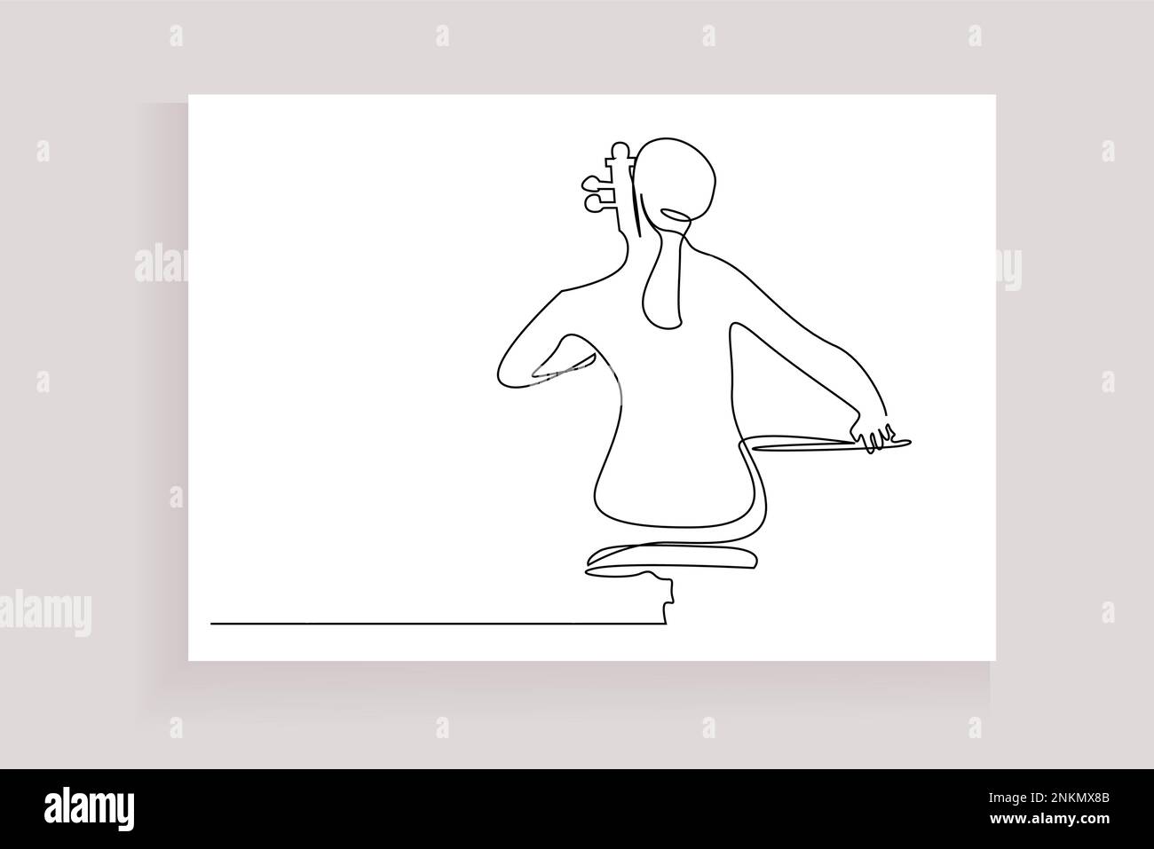 woman playing big violin cello sitting down back view Stock Vector ...