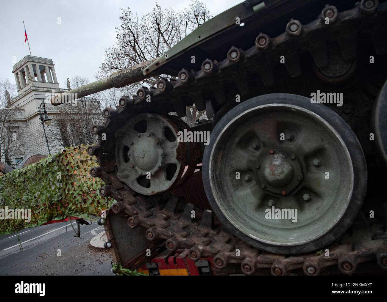 Berlin, Germany. 24th Feb, 2023. A Russian T-72 B1 tank destroyed by an ...