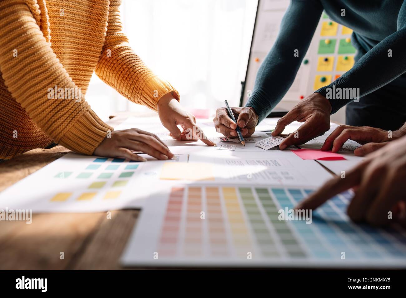 Close up view of brainstorm team of creative Web Graphic Designer ux ...