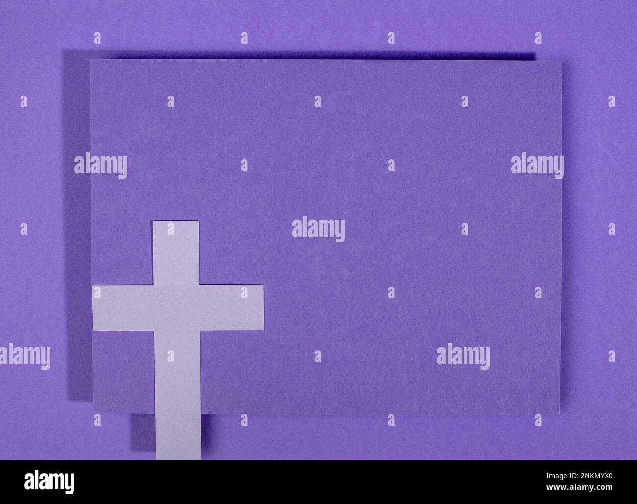 Lent background. Purple monochromatic paper composition with cross for ...
