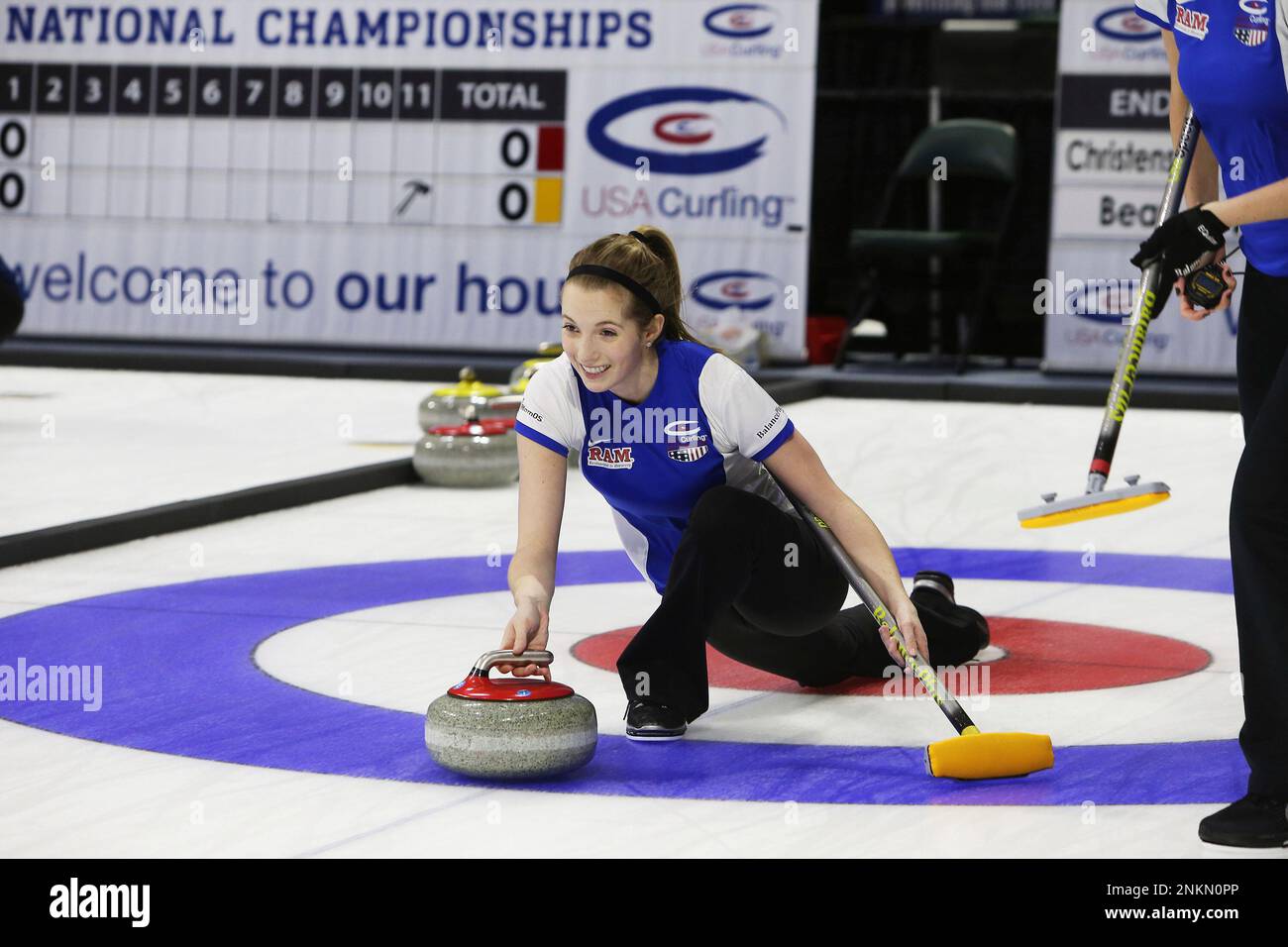 Taylor Anderson, of Team Christensen, throws as teams compete in the ...