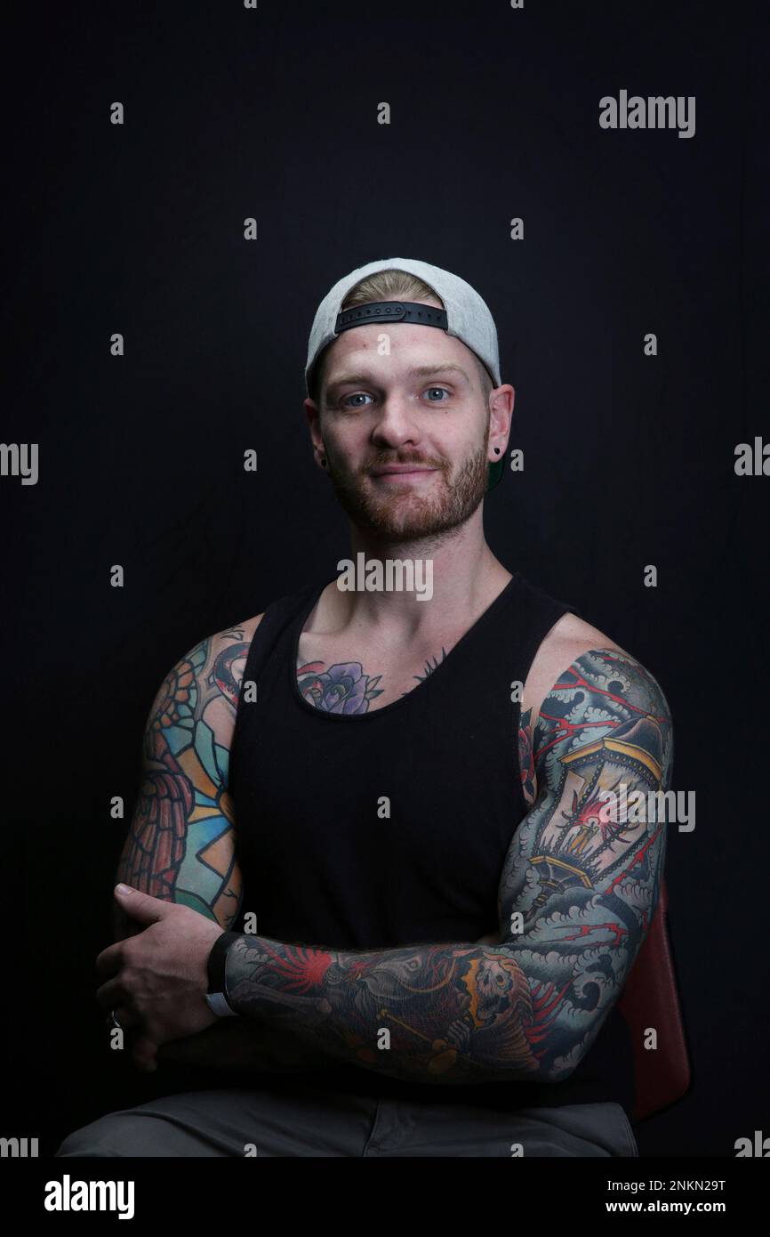Tony Ritter poses for a portrait at the annual Seattle Tattoo Expo, Aug ...