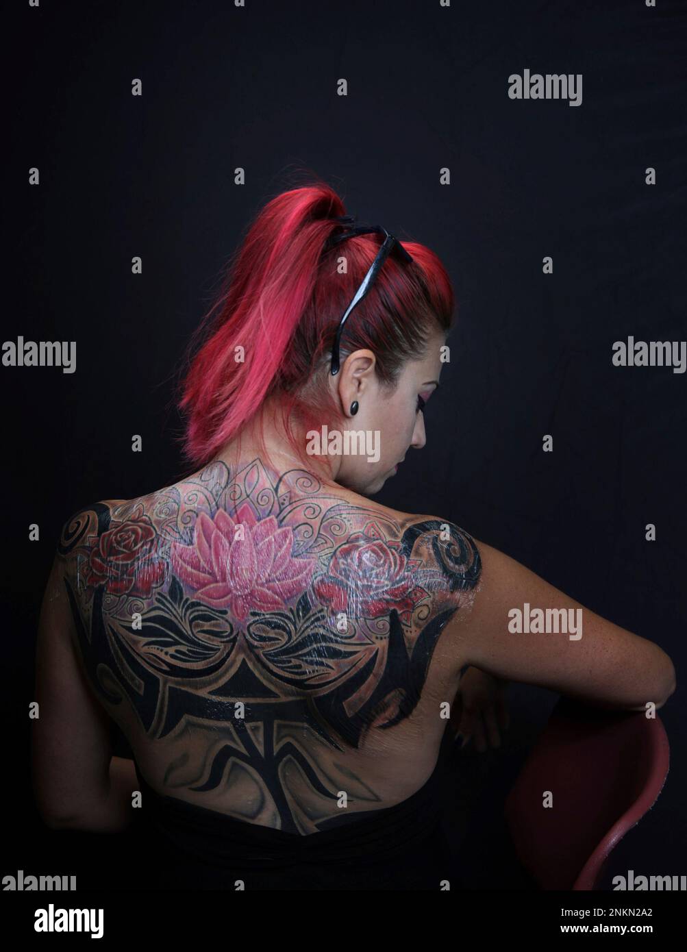 Melanie Bowman shows of recent work on her back piece at the annual ...