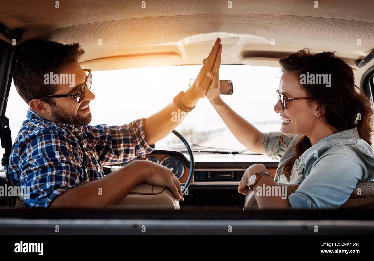 Celebrate small victories. Rearview portrait of an affectionate couple ...