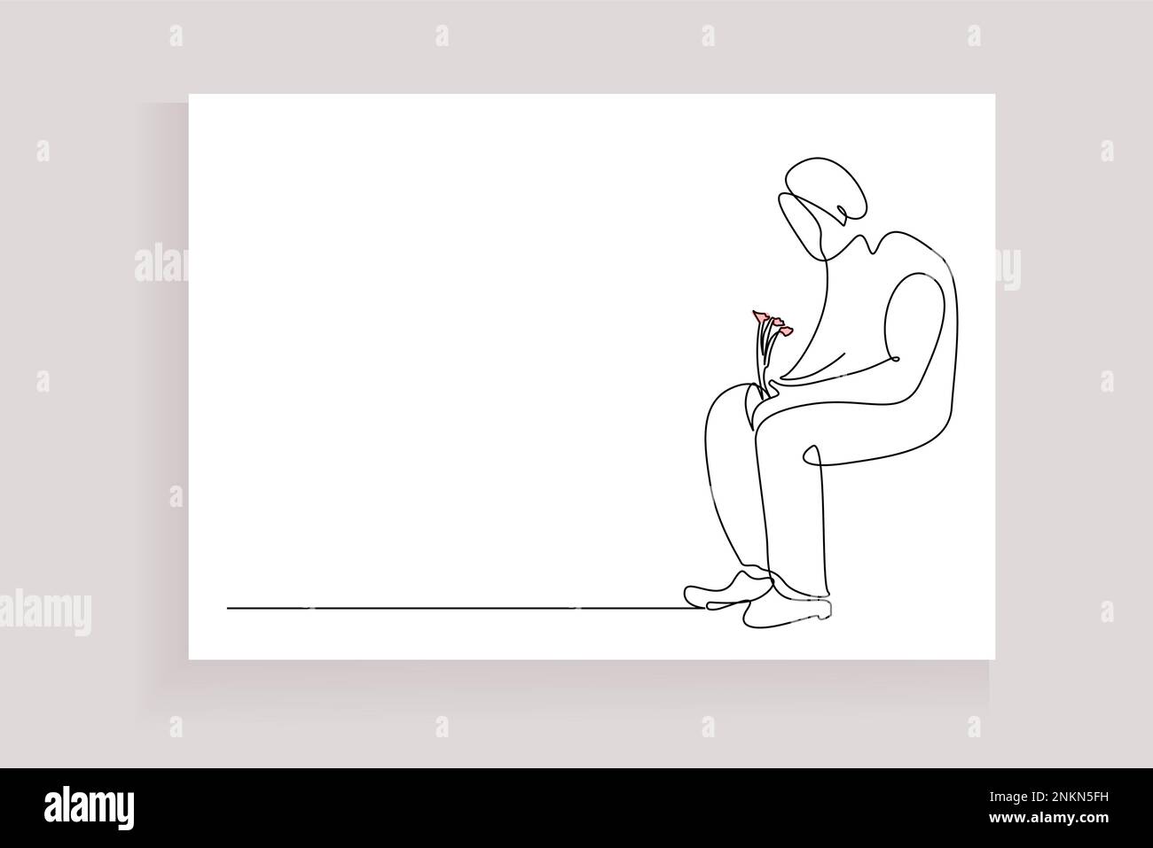 Sad person single line art hi-res stock photography and images - Alamy