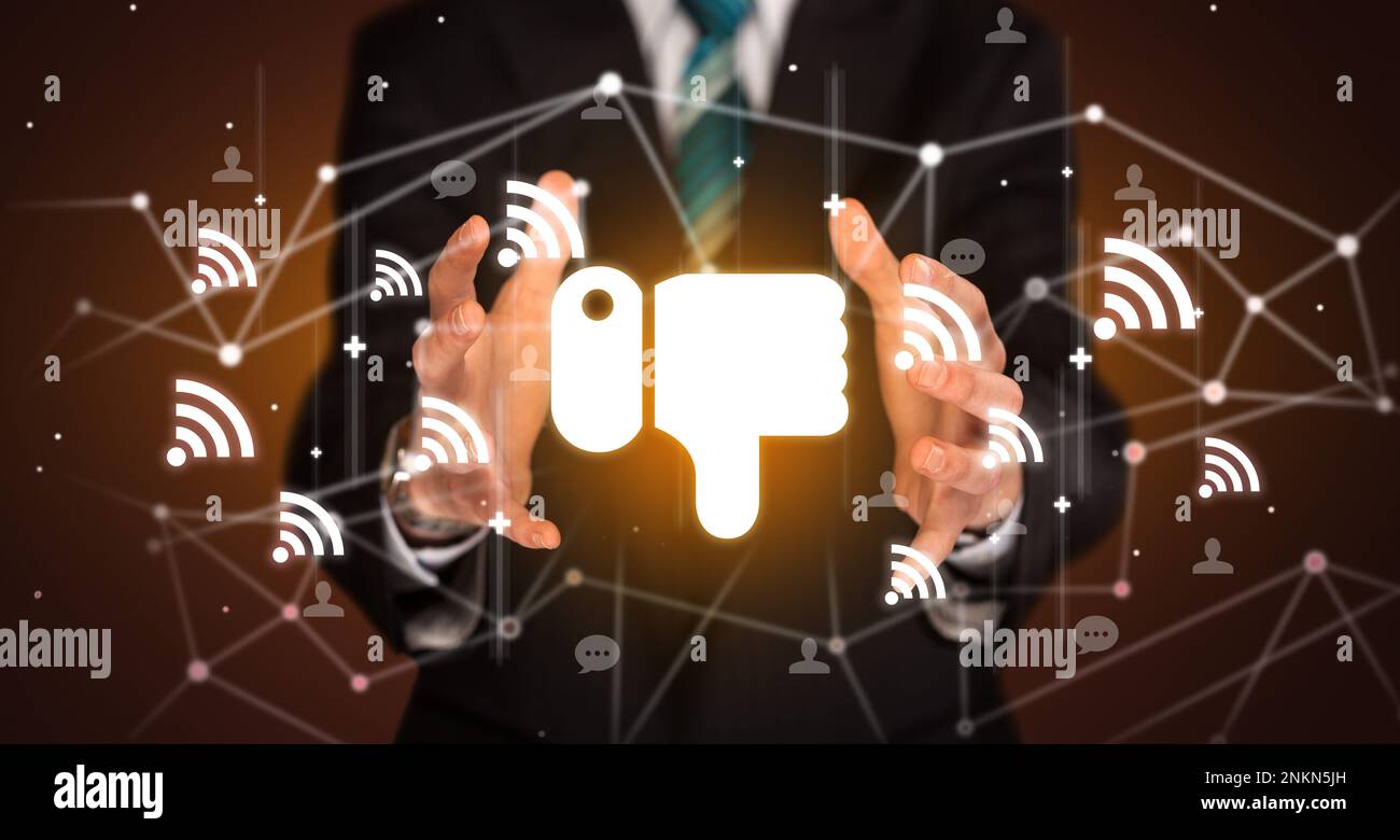 Hand holding social media icons Stock Photo - Alamy