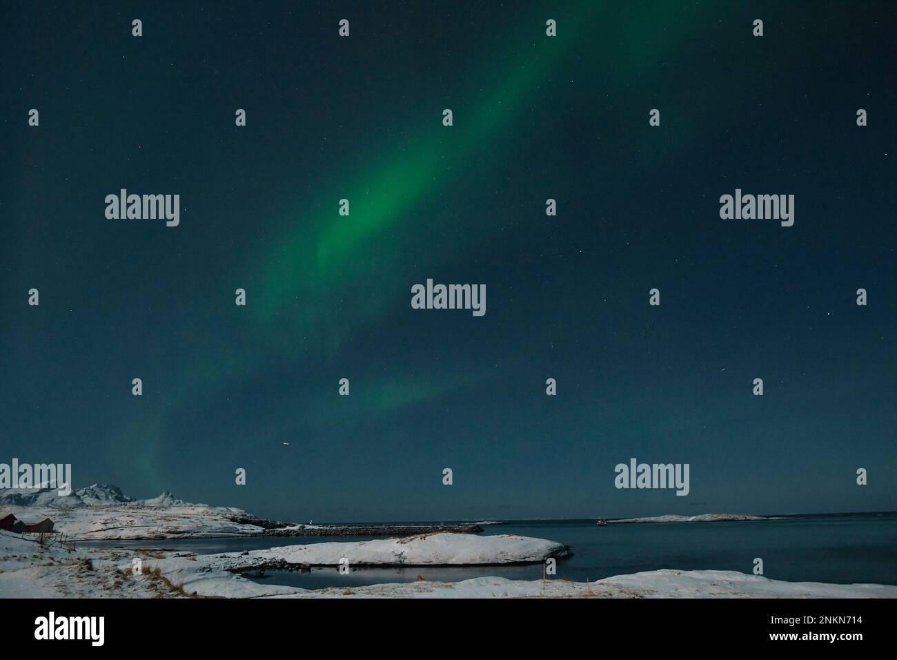 Bright Green Colours of the Northern Light, Aurora Borealis illuminate ...