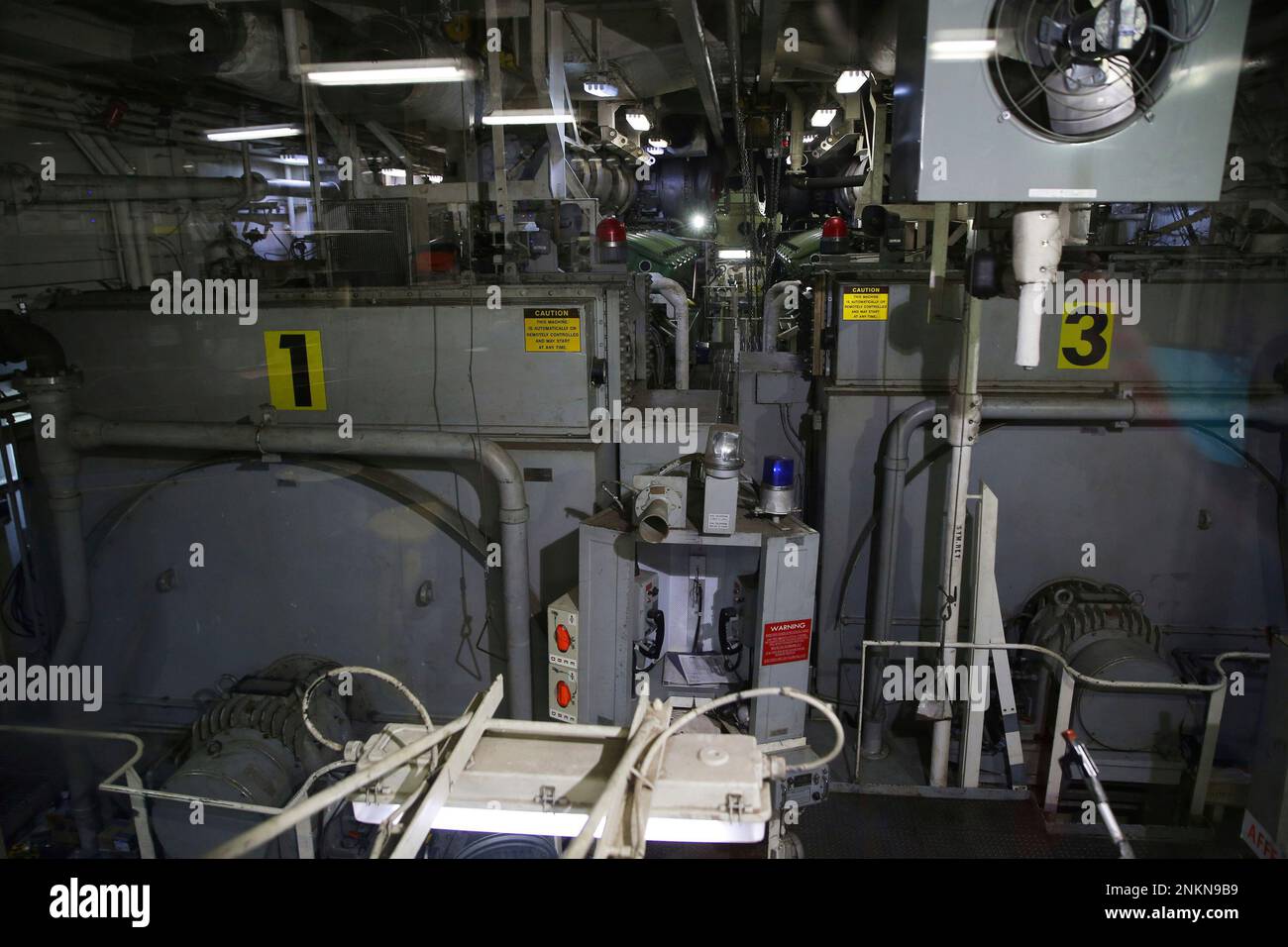 Two of the ships four engines are seen aboard the USCGC Healy, the ...