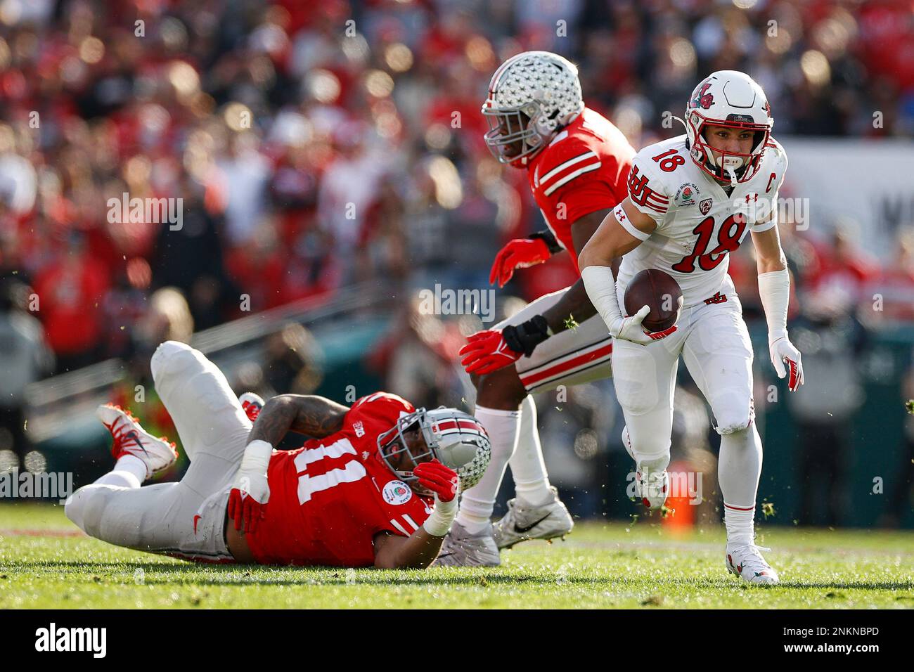 Utah wide receiver Britain Covey (18) runs after the catch during the ...