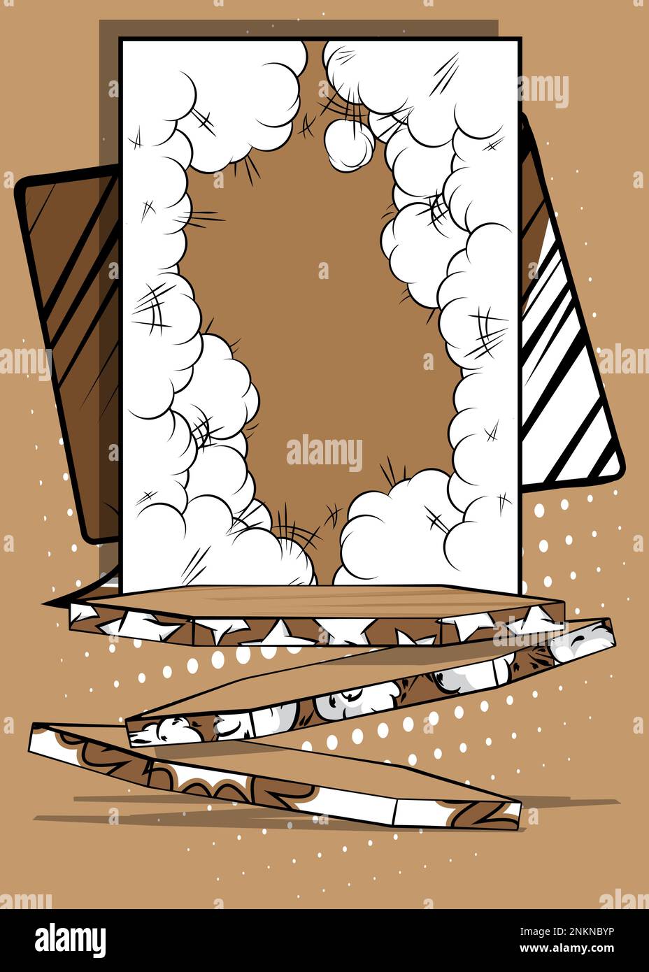 Comic Book Stage. Brown Hexagonal Showcase. Cartoon podium for mockup ...